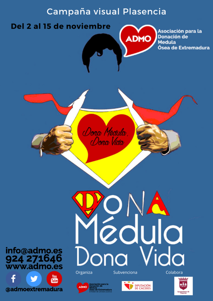 La campaña visual de ADMO 'Dona Médula, Dona Vida' llega a Plasencia